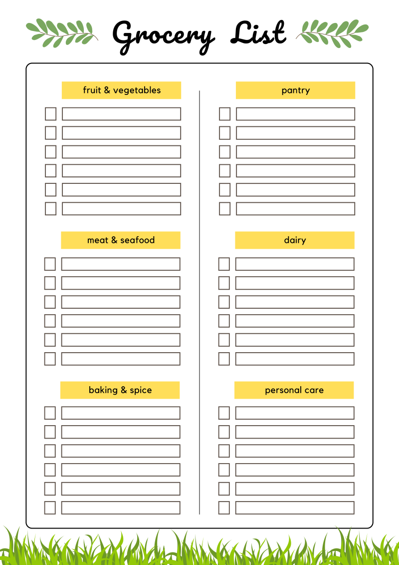 Free Printable Grocery List Templates: Shopping Lists