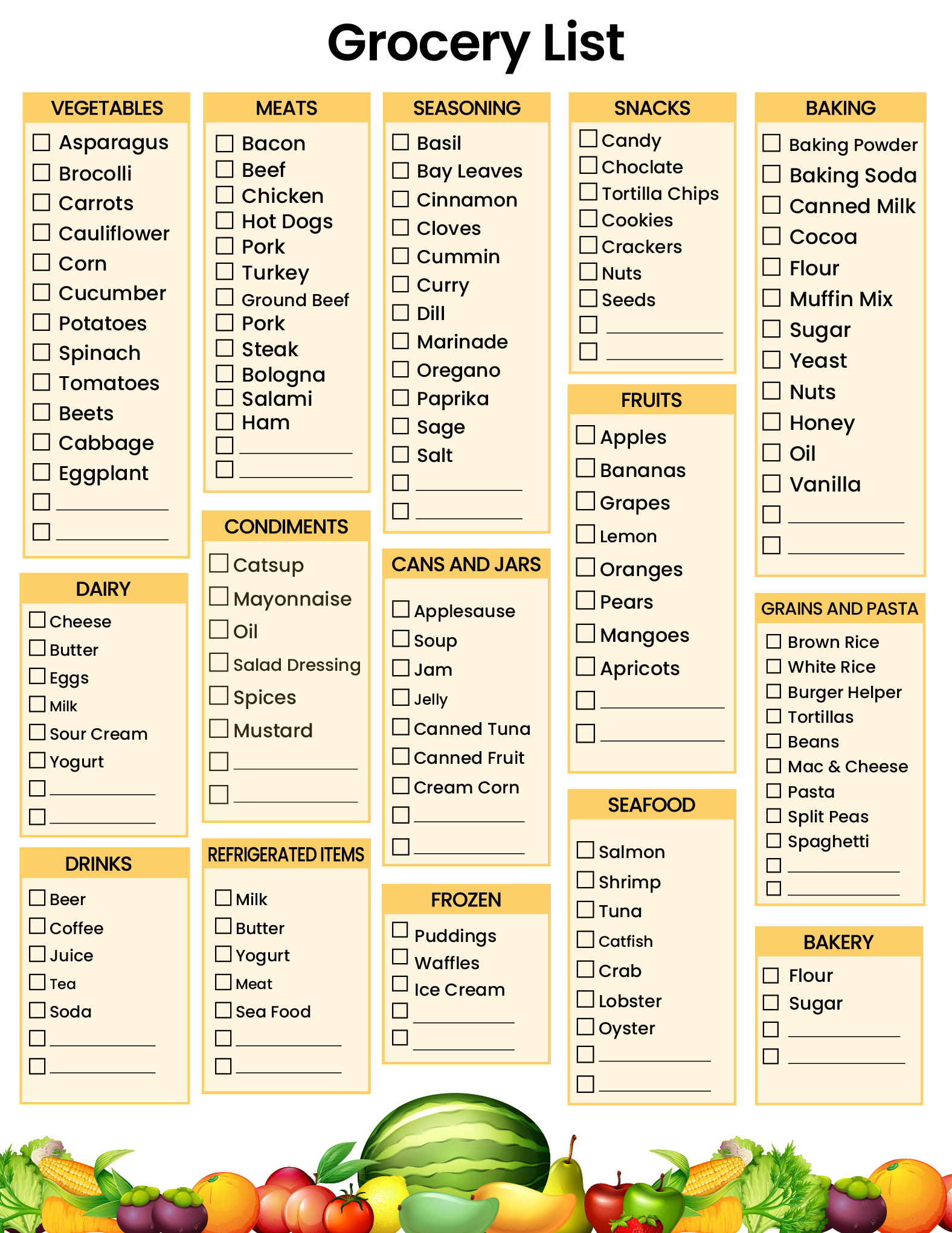 Free Printable Grocery List Templates: Shopping Lists