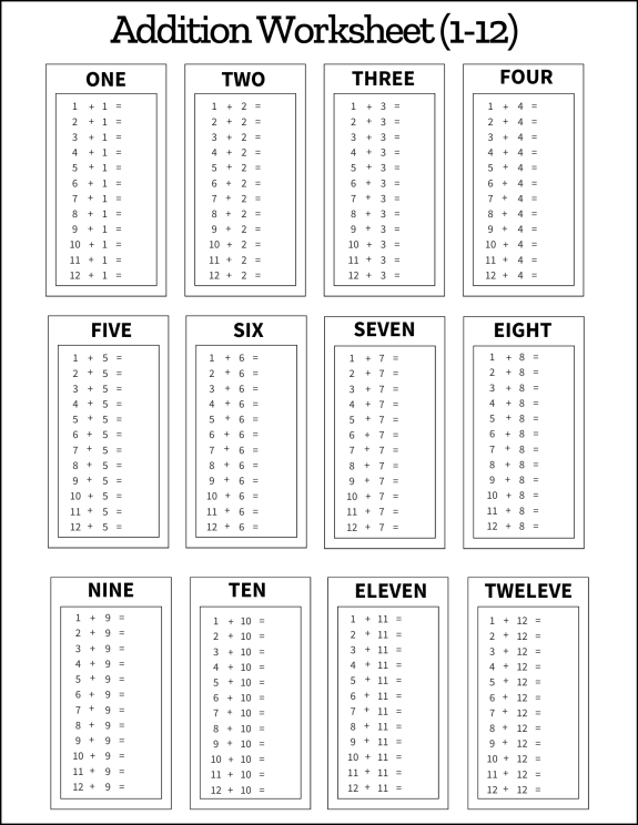 Printable Addition Charts & Worksheets (Free Printable Files)