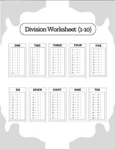 Blank Division Table