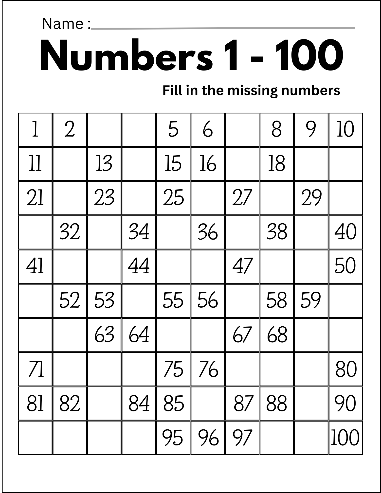 Hundreds Charts Numbers 1 To 100 Free Printable PDF Files Hundreds Charts Numbers 1 To 100 Free Printable PDF Files