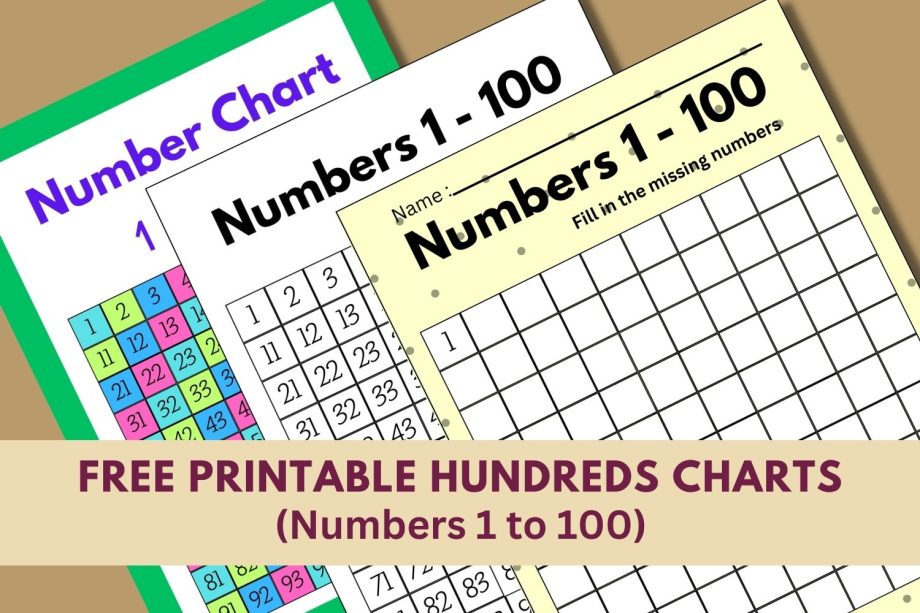 Hundreds Charts(Numbers 1 To 100): Free Printable PDF Files
