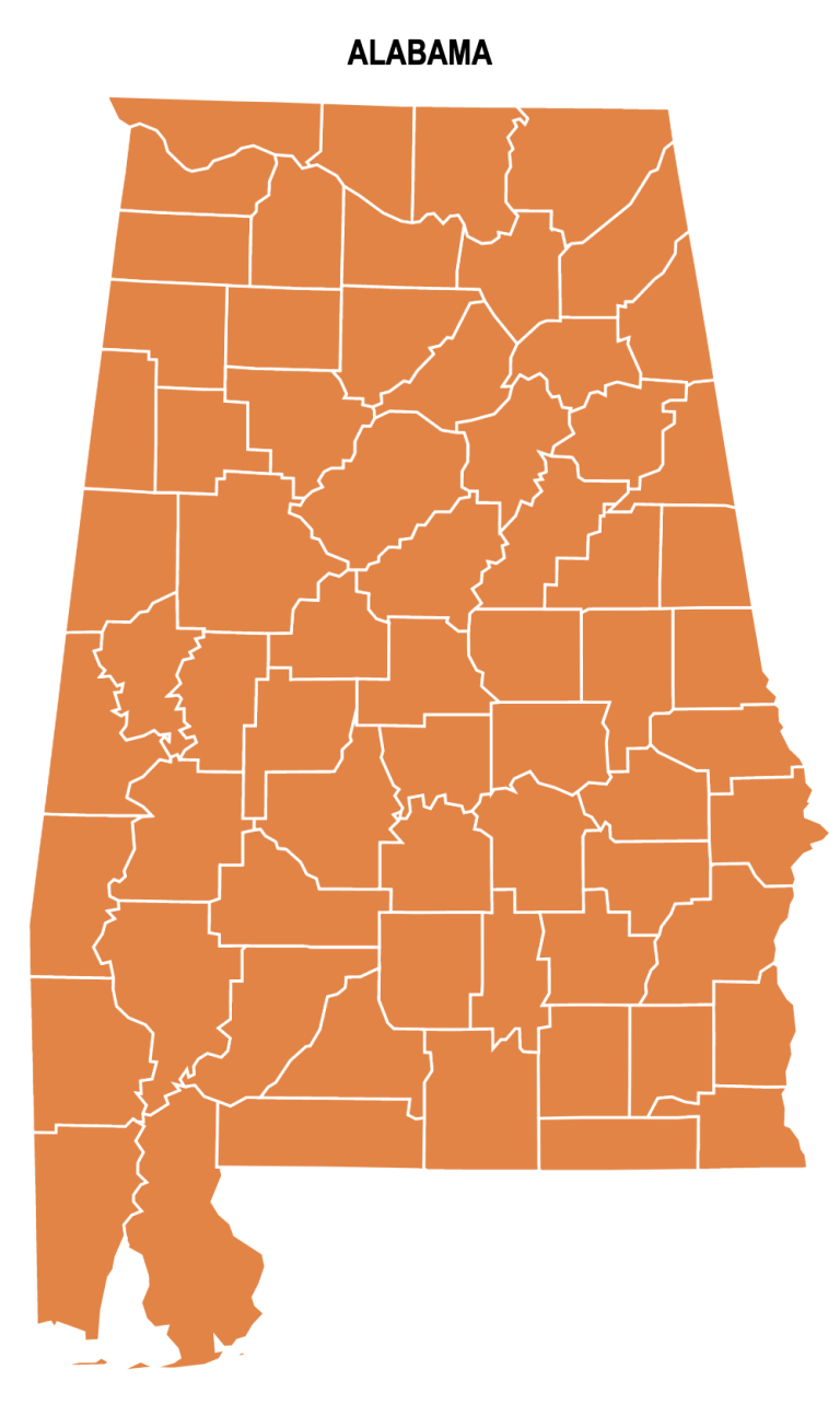 Alabama County Map: Editable & Printable State County Maps