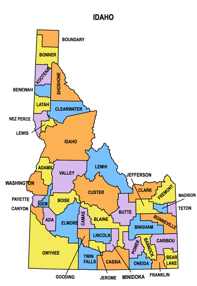 Idaho Map - Outline, Printable State, Shape, Stencil, Pattern - Outline ...