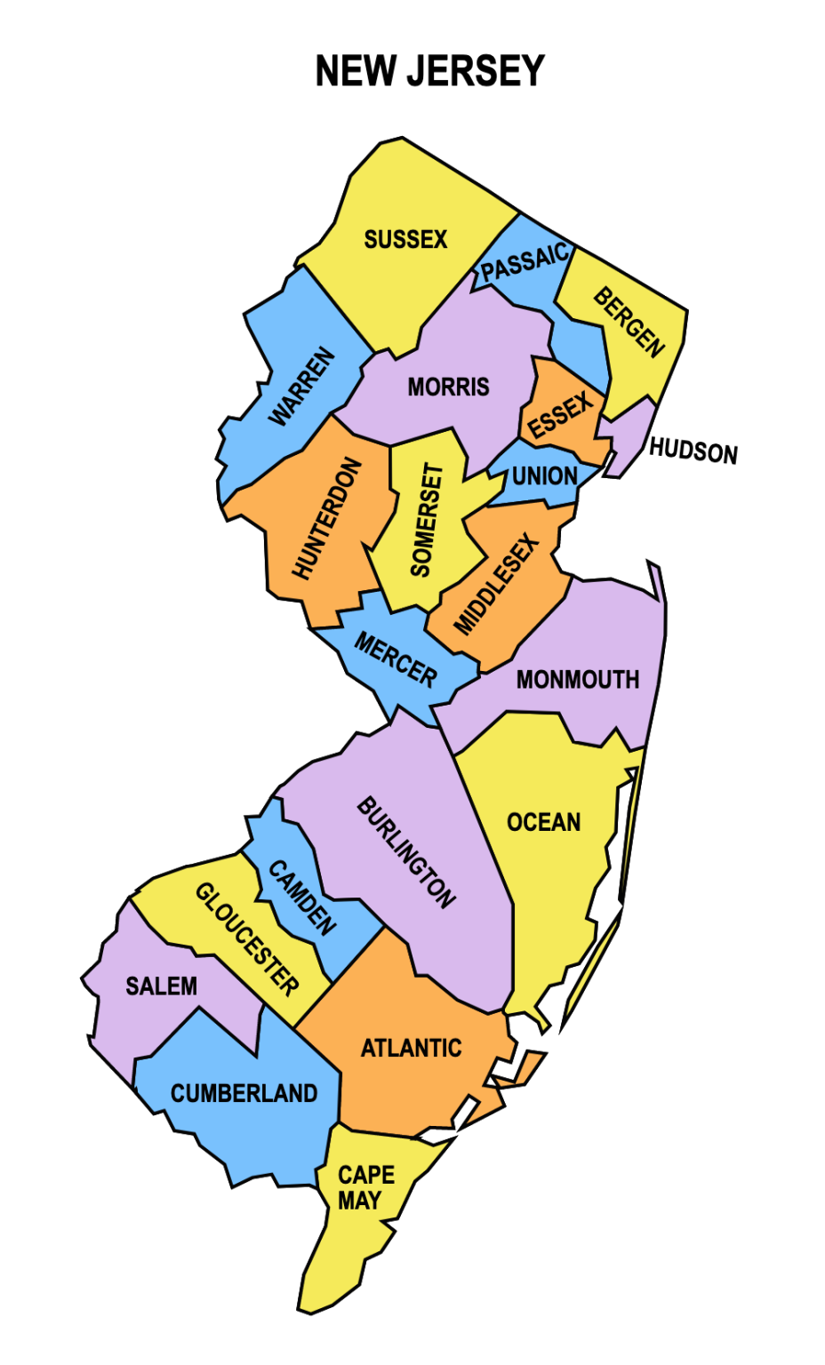 New Jersey County Map Editable And Printable State County Maps