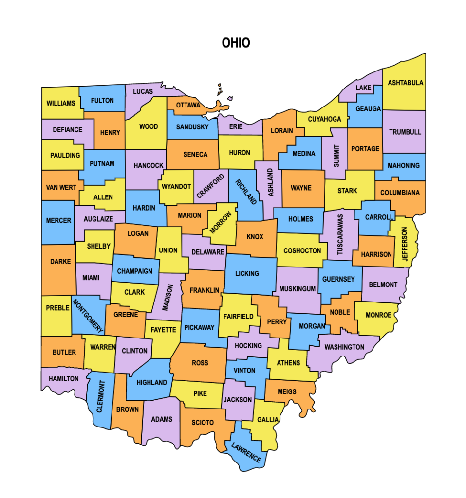 Ohio County Map Editable Printable State County Maps
