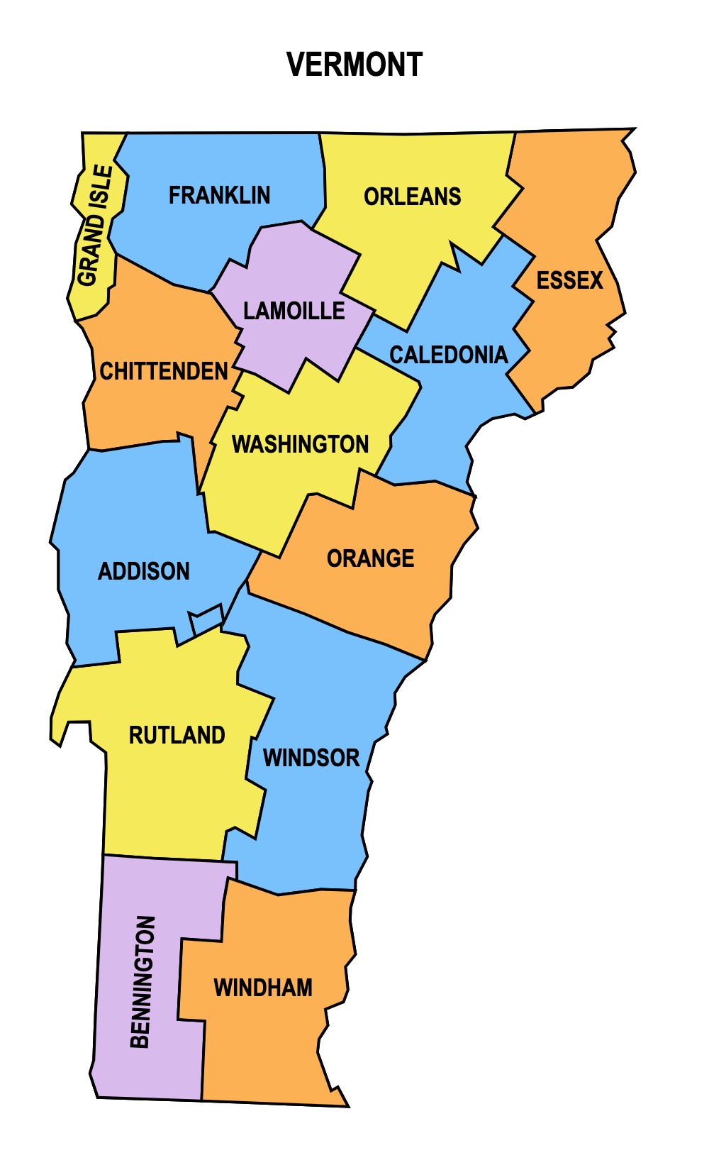 Vermont County Map Editable Printable State County Maps Vermont County Map Editable Printable State County Maps