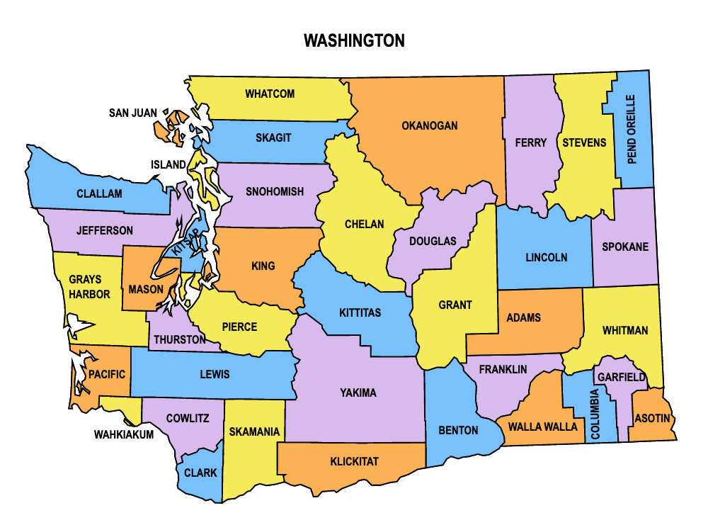 Washington State Counties Map Printable Washington State Counties Map Printable
