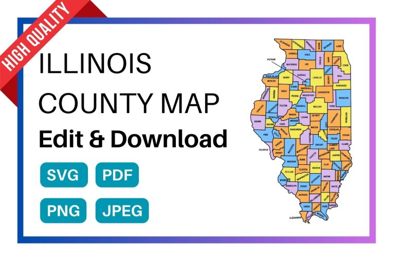Illinois County Map: Editable & Printable State County Maps