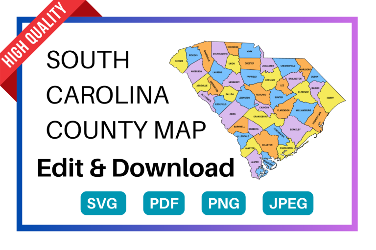 South Carolina County Map: Editable & Printable State County Maps