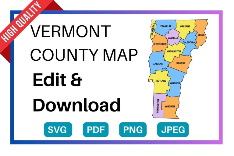 Vermont County Map: Editable & Printable State County Maps