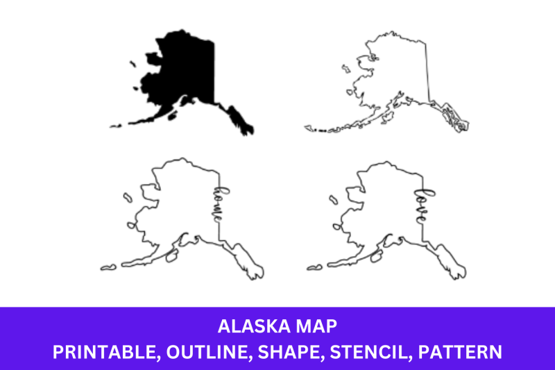 Alaska Map - Outline, Printable State, Shape, Stencil, Pattern ...