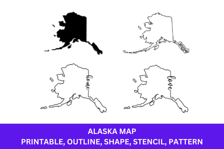 Alaska Map - Outline, Printable State, Shape, Stencil, Pattern ...