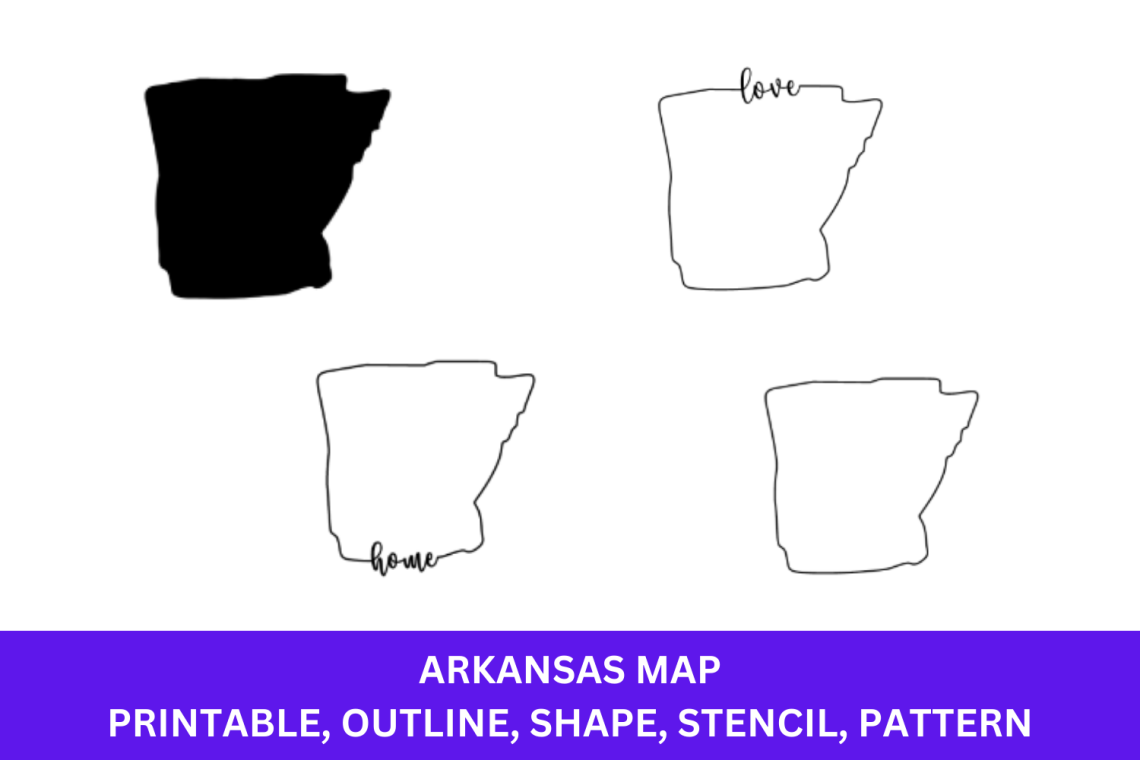 Arkansas Map - Outline, Printable State, Shape, Stencil, Pattern ...