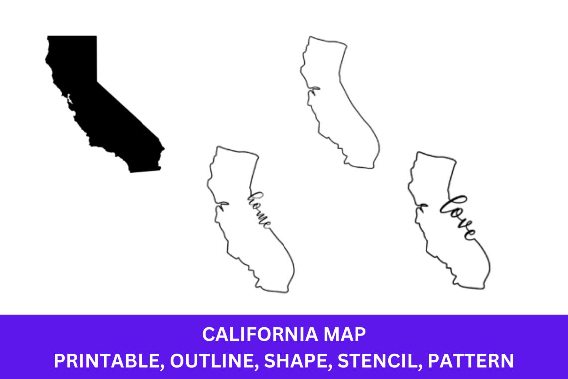 California Map - Outline, Printable State, Shape, Stencil, Pattern ...