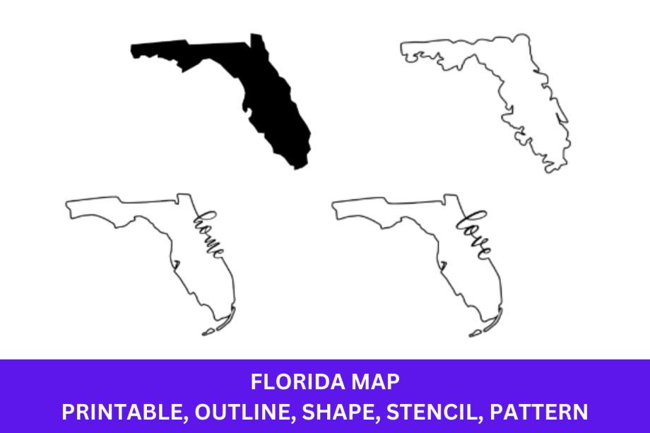 Florida Map - Outline, Printable State, Shape, Stencil, Pattern ...