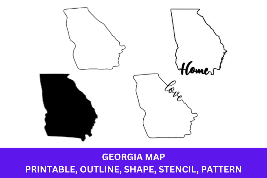 Georgia Map - Outline, Printable State, Shape, Stencil, Pattern ...