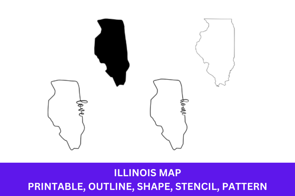 Illinois Map - Outline, Printable State, Shape, Stencil, Pattern ...