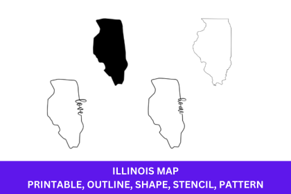 Illinois Map - Outline, Printable State, Shape, Stencil, Pattern ...