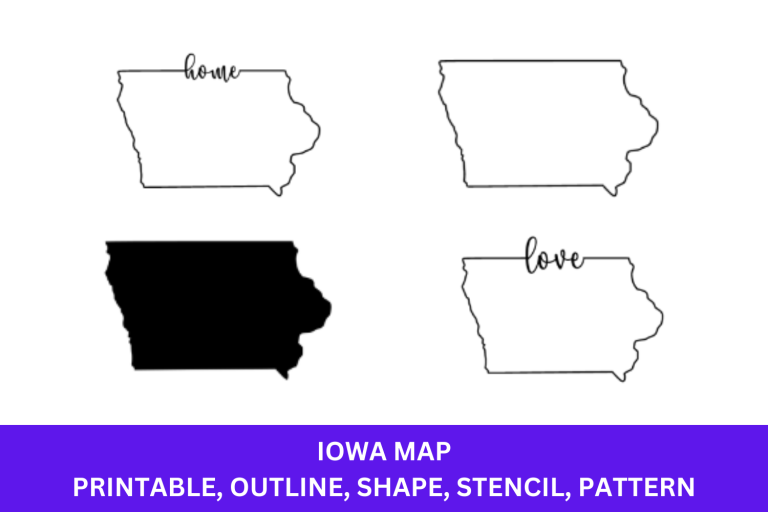 Iowa Map - Outline, Printable State, Shape, Stencil, Pattern - Outline ...