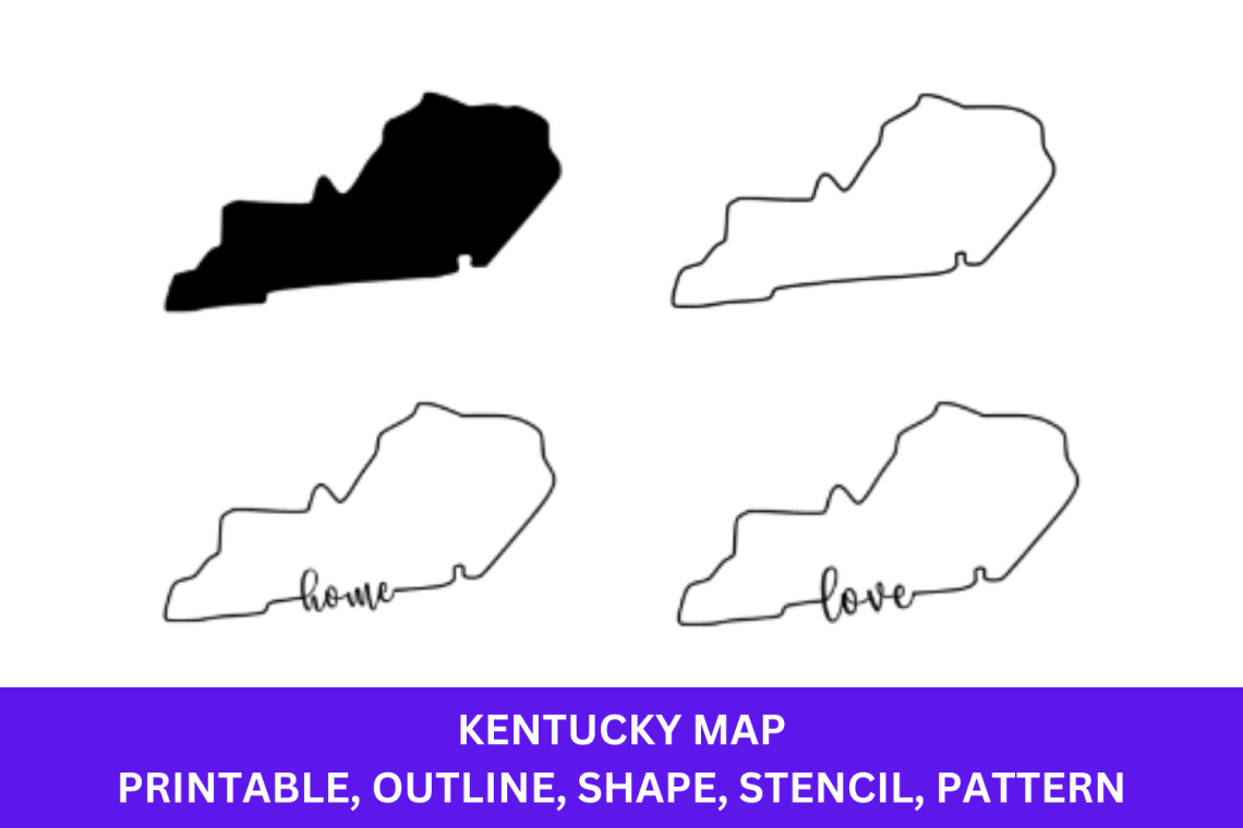 Kentucky Map - Outline, Printable State, Shape, Stencil, Pattern ...