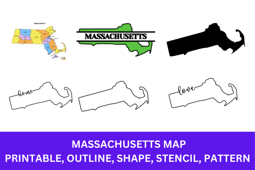 Massachusetts Map - Outline, Printable State, Shape, Stencil, Pattern ...