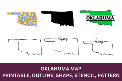 Oklahoma Map - Outline, Printable State, Shape, Stencil, Pattern ...