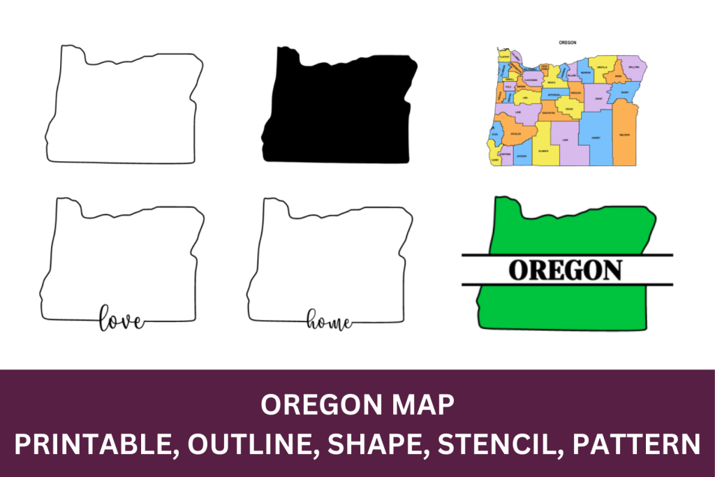 Oregon Map - Outline, Printable State, Shape, Stencil, Pattern ...