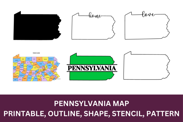 Pennsylvania Map - Outline, Printable State, Shape, Stencil, Pattern ...