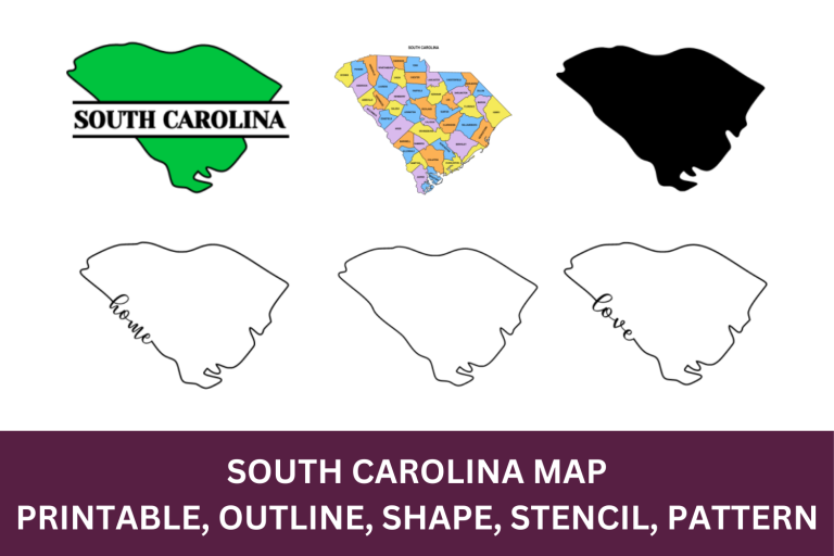 South Carolina Map - Outline, Printable State, Shape, Stencil, Pattern ...