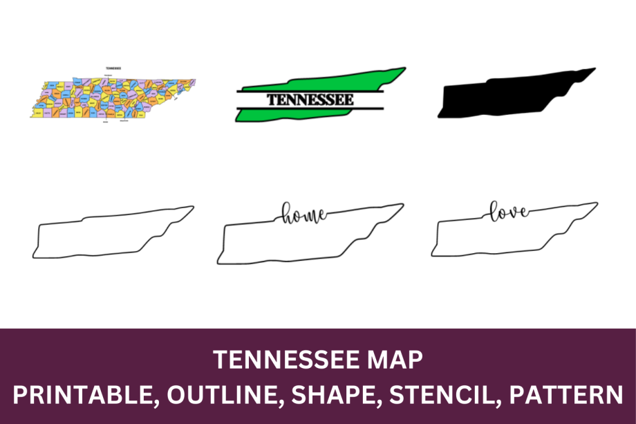 Tennessee Map - Outline, Printable State, Shape, Stencil, Pattern ...