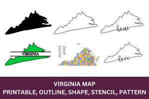 Virginia Map - Outline, Printable State, Shape, Stencil, Pattern ...