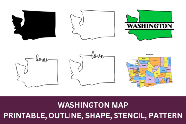 Washington Map - Outline, Printable State, Shape, Stencil, Pattern ...