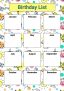 Free Printable Doodle Background Birthday List Template