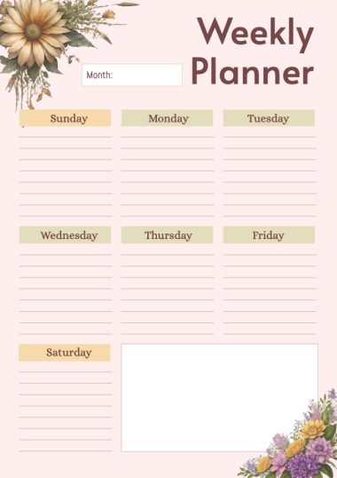 FREE Printable Weekly Planner: Online Editable
