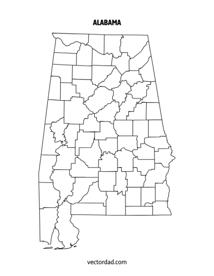 Free Printable Blank Outline Map Of Alabama County