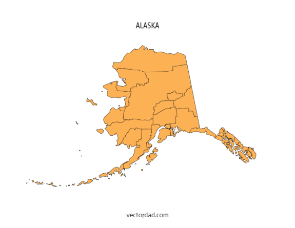 Free Printable Colored Blank Map Of Alaska County