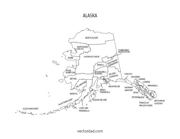 Free Printable Map Of Alaska County With Labels