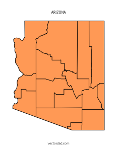 Free Printable Colored Blank Map Of Arizona County