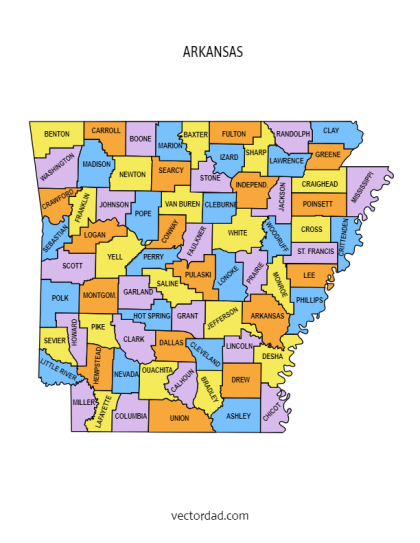 Arkansas County Map: Editable & Printable State County Maps