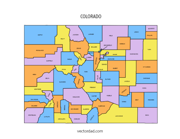 Free Printable Multi Colored Map Of Colorado County