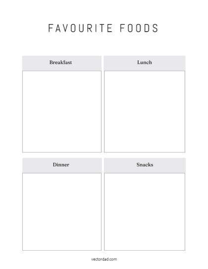 Free Printable Daily Favourite Foods Template