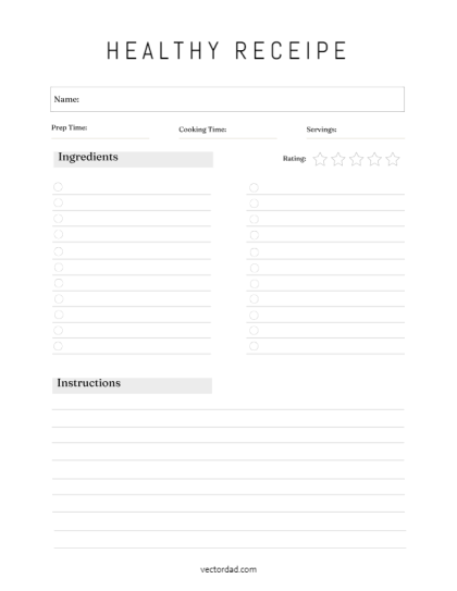 Free Printable Healthy Receipe Chart Template