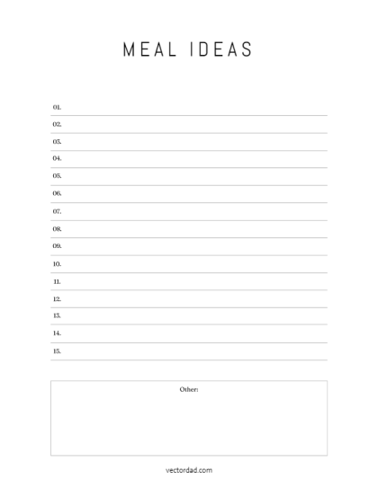 Free Printable Meal Ideas Chart Template