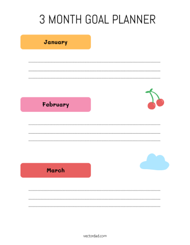 Free Printable 3 Month Goal Planner Template