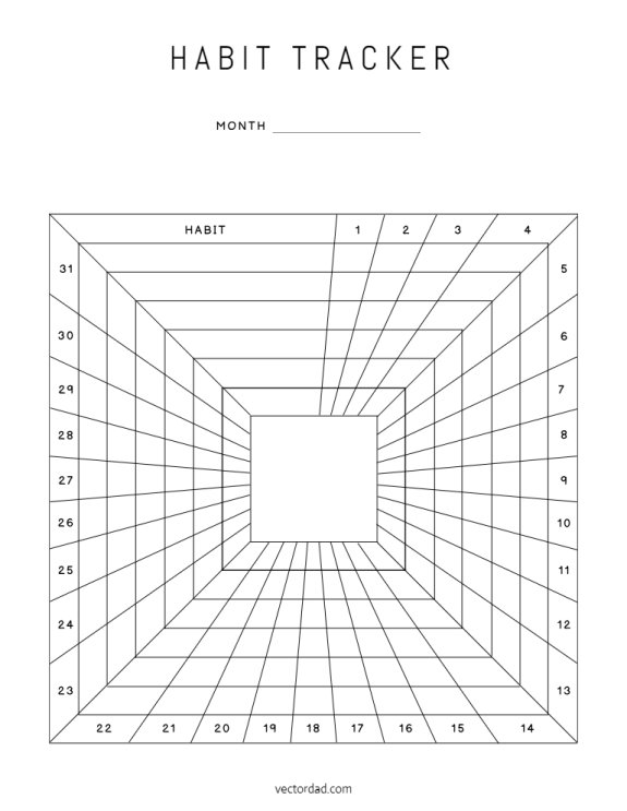 Free Printable Black & White Habit Tracker Template