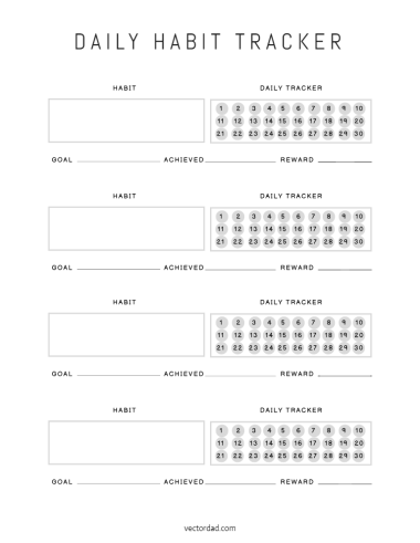 Free Printable Daily Habit Tracker Template