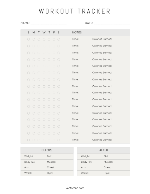 Free Printable Daily Workout Tracker Template