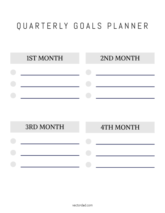 Free Printable Quarterly Goals Planner Template
