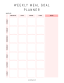 Free Printable Weekly Meal Goal Planner Template
